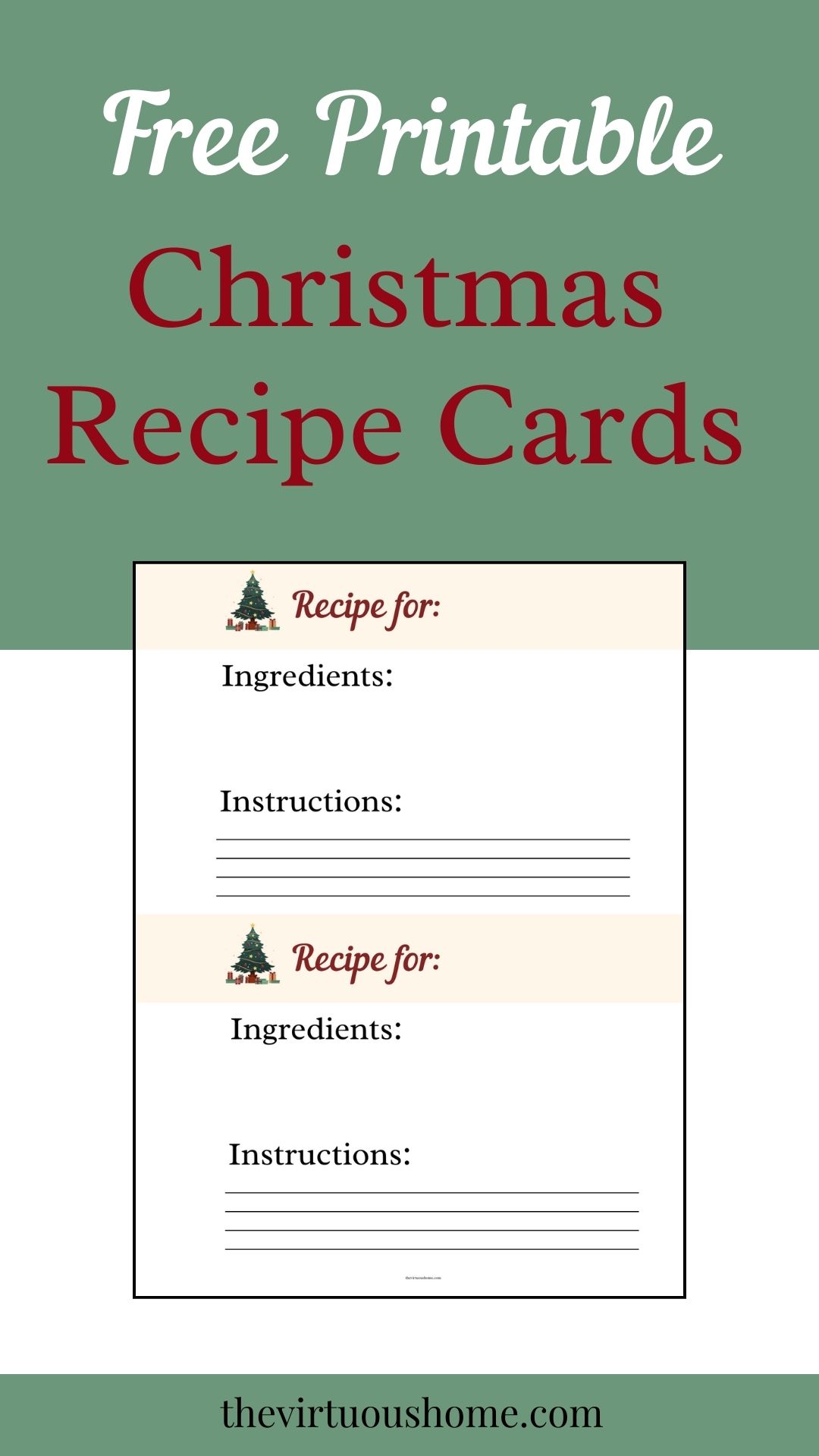 Free Printable Christmas Recipe Cards - The Virtuous Home