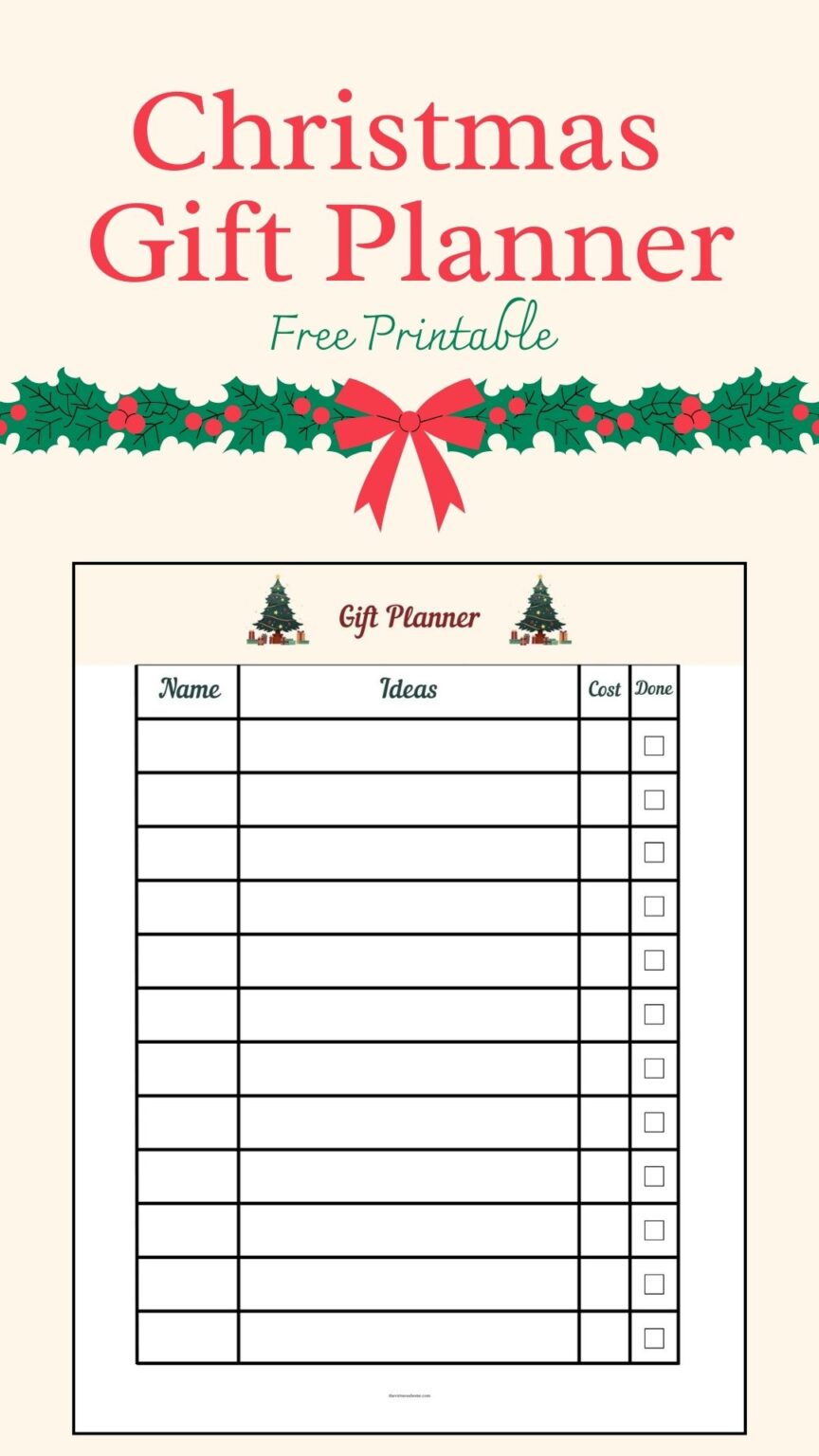 Christmas Gift Planner Printable - The Virtuous Home
