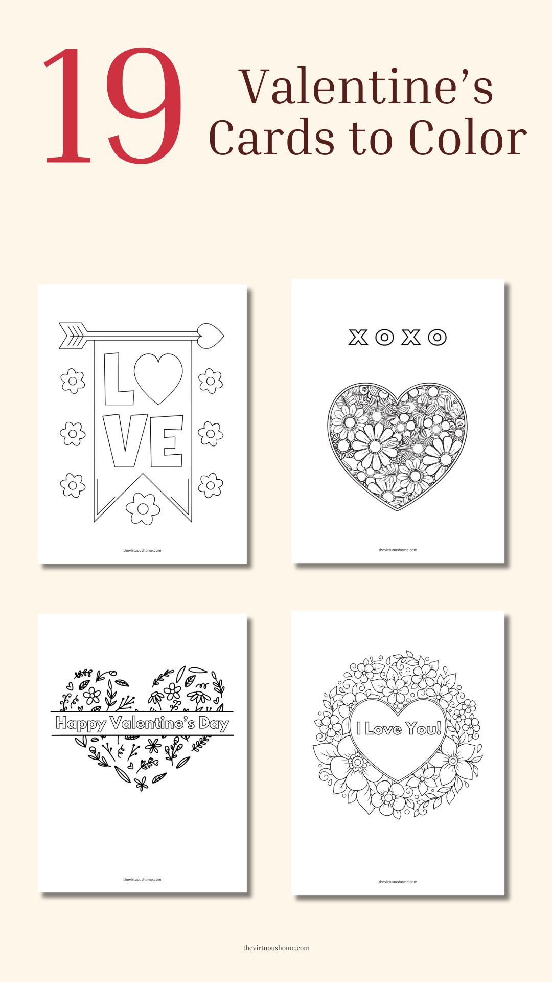 19 Printable Valentine's Day Cards to Color - The Virtuous Home